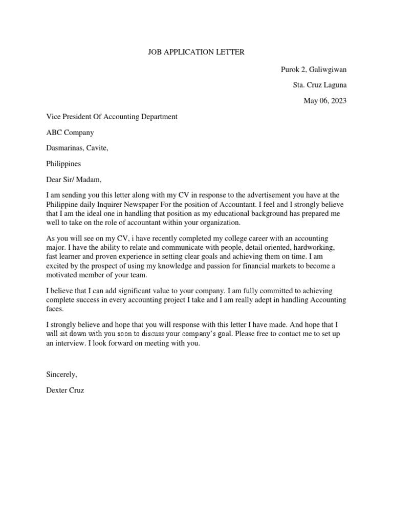 Job Application Letter | PDF