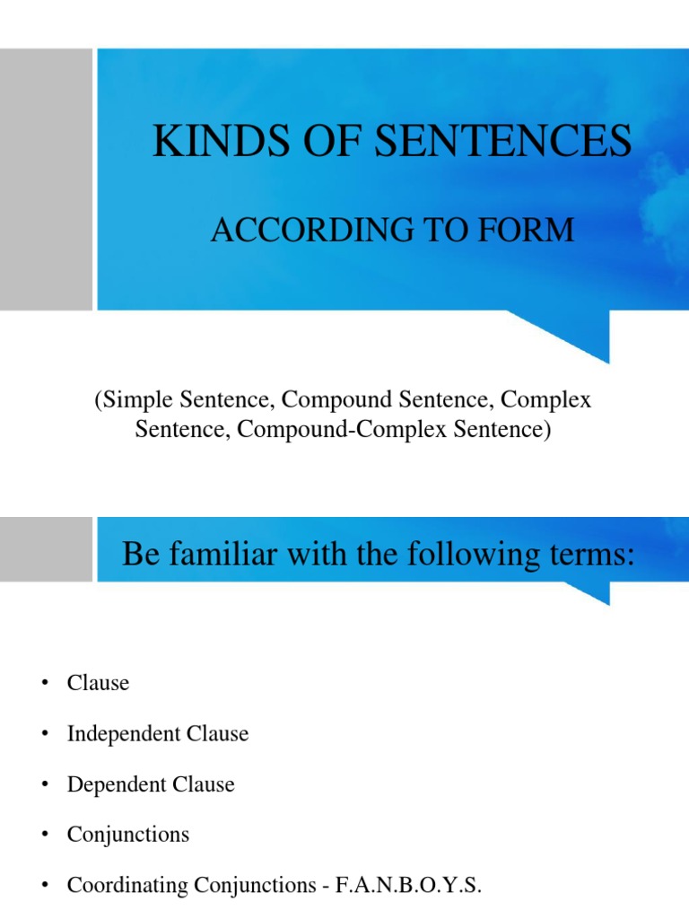 Kinds of Sentences: According To Form | PDF | Sentence (Linguistics ...