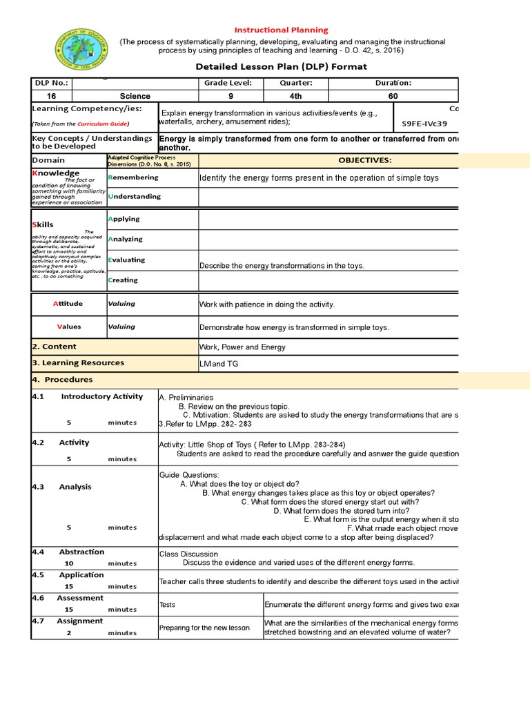Module 2 Work, Power, and Energy | PDF | Learning | Lesson Plan