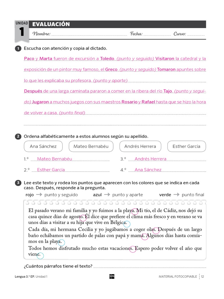 Evaluacion Tercero Primaria Lengua | PDF