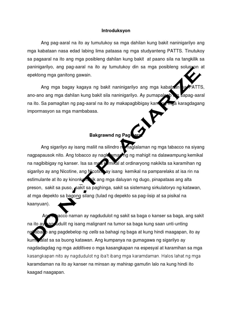 Ang Dahilan NG Paninigarilyo NG Mga Estu PDF | PDF Ang Dahilan NG Paninigarilyo NG Mga Estu PDF | PDF