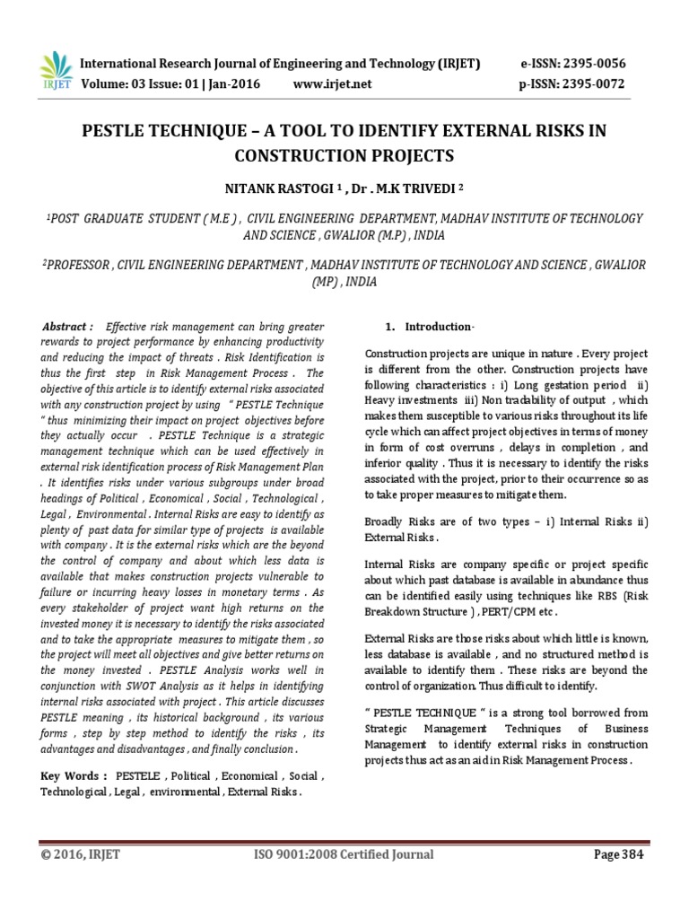 PESTLE Analysis (Construction Industry) PDF | PDF | Risk Management | Taxes
