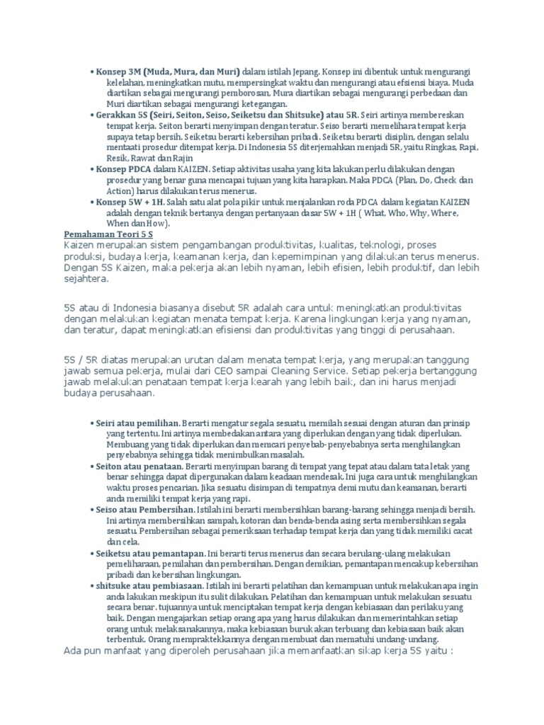 Konsep 3M Kaizen | PDF | Karier & Perkembangan