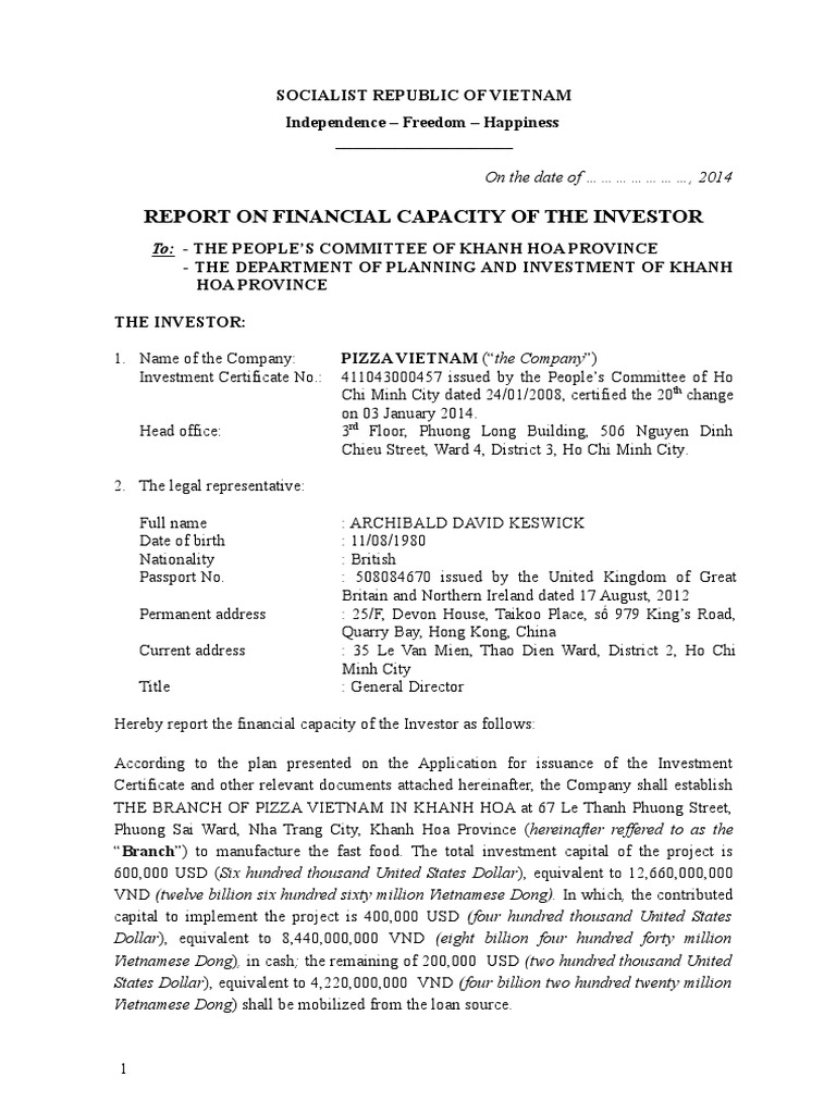 Report On Financial Capacity - en | PDF | Vietnam