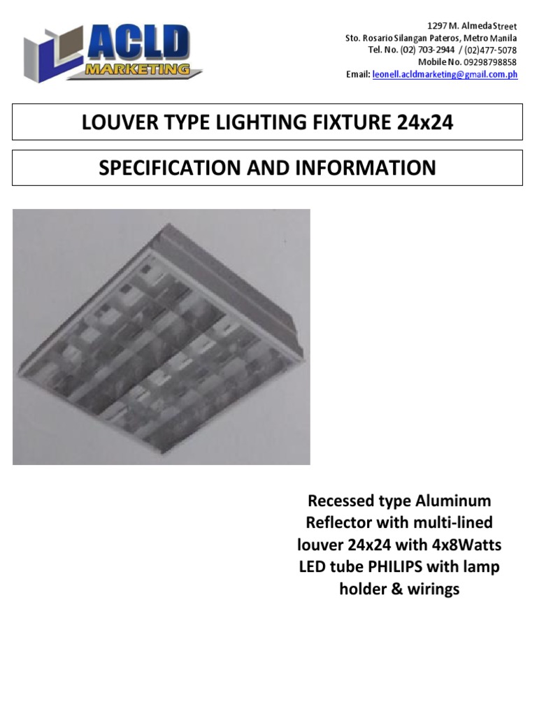 Recessed Louver Type Lighting Fixture 24x24