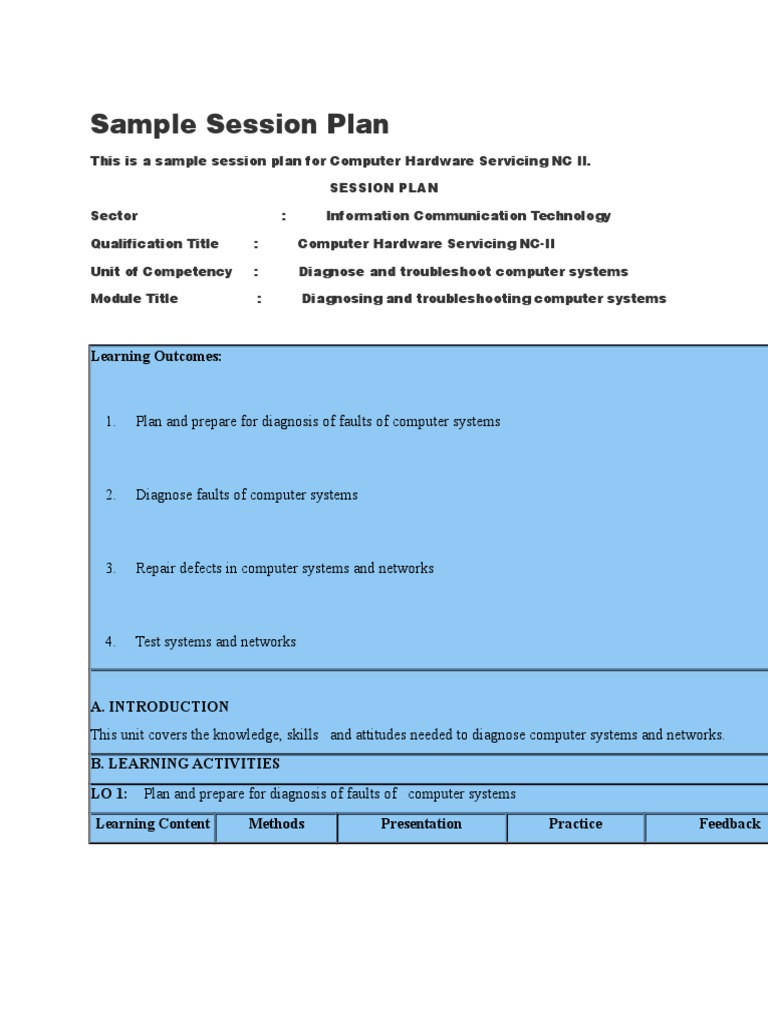 Sample Session Plan in CSS NC II | PDF | Computer Data Storage | Software