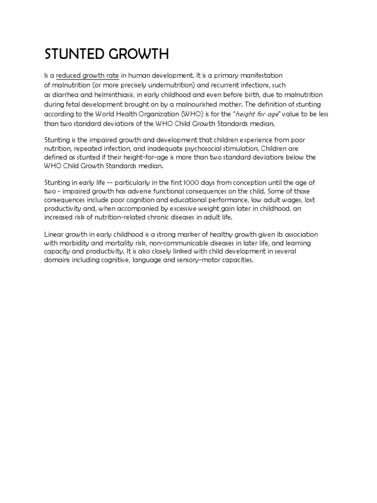 Stunted Growth, Underweight, Obesity, and Overweight: A Comparison of ...
