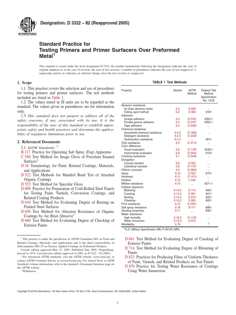 ASTM For Primer Coating Testing | Download Free PDF | Paint | Materials