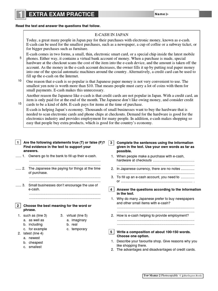 149 - TM2 Extra Exam Practice 1 PDF | PDF | Credit Card | Point Of Sale