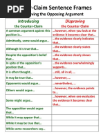 Counterclaim Sentence Starters Guide | PDF | Games & Activities | Self ...
