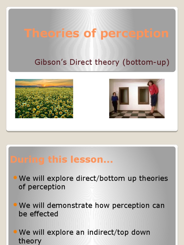 Theories of Perception: Gibson's Direct Theory (Bottom-Up) | PDF ...