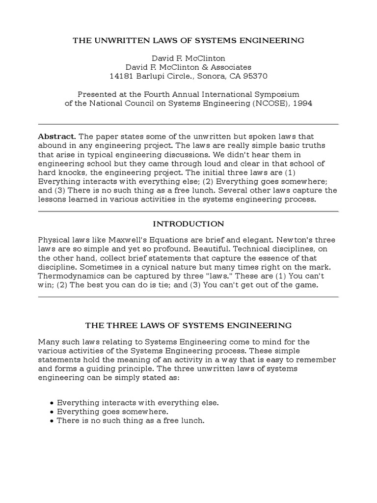Laws of Engineering | PDF | Systems Engineering | System