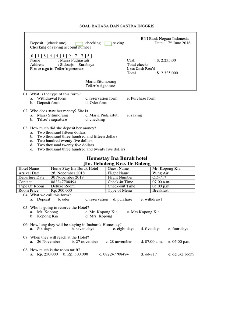 Soal Bahasa Dan Sastra Inggris | PDF | Business