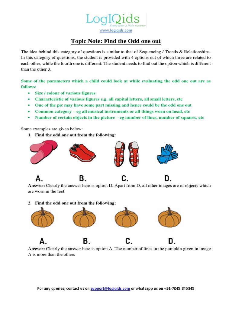 Odd One Out | PDF | Cognition | Teaching Mathematics