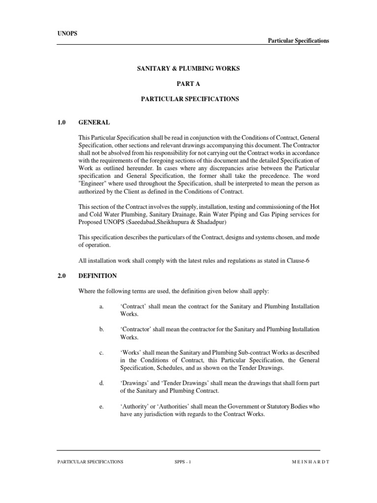 Particular Specifications | PDF | Plumbing | Tap (Valve)