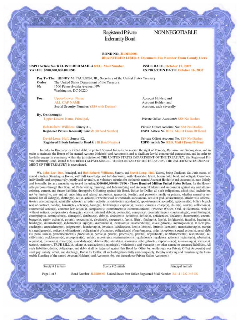 Blue Border Offset and Indemnity Bond 10-03-08 | PDF | Subrogation ...