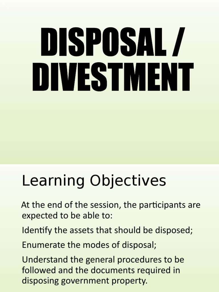 Disposal and Divestment | PDF | Auction | Property