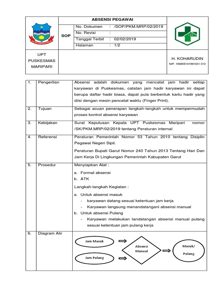 Sop Tertib Administrasi Kepegawaian Absensi Pegawai | PDF