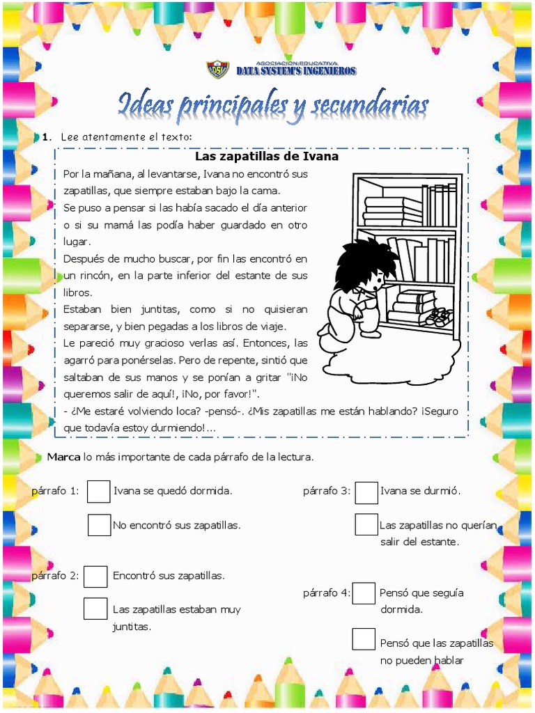 Ficha de Ideas Principales y Secundarias | PDF | Oído