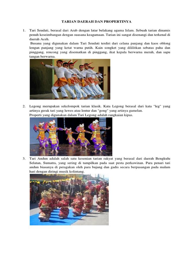 34 Tarian Daerah dan Properti Tari | PDF