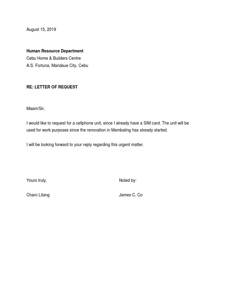 Cellphone Request for Work Use | PDF