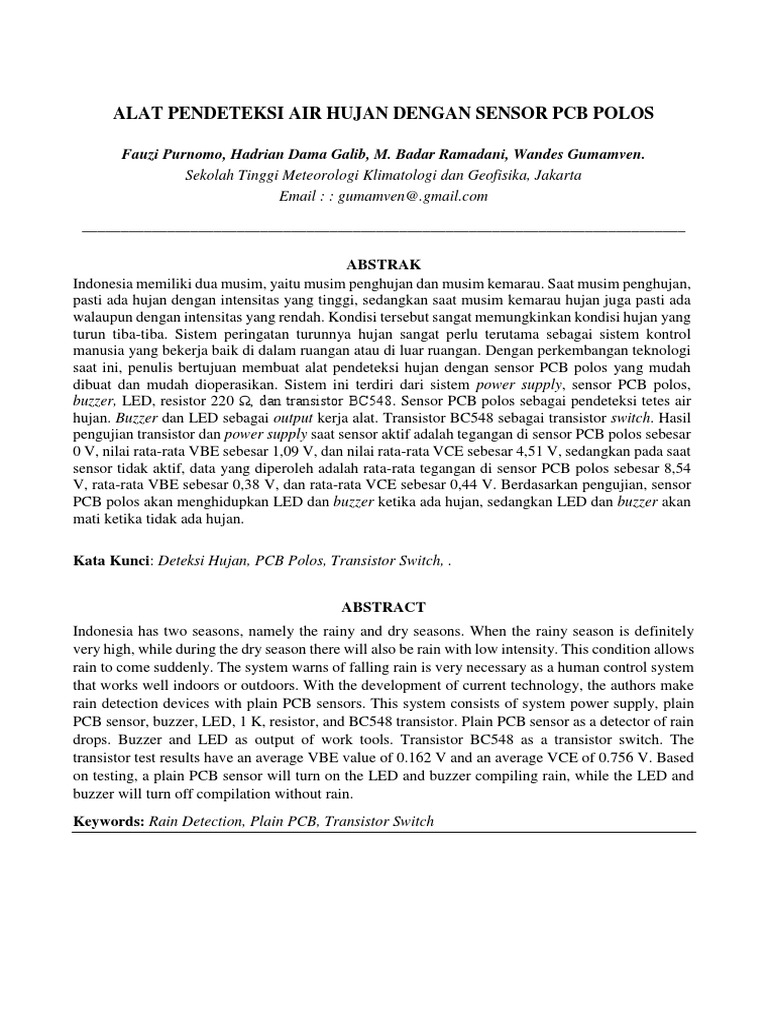 Sensor Deteksi Hujan | PDF