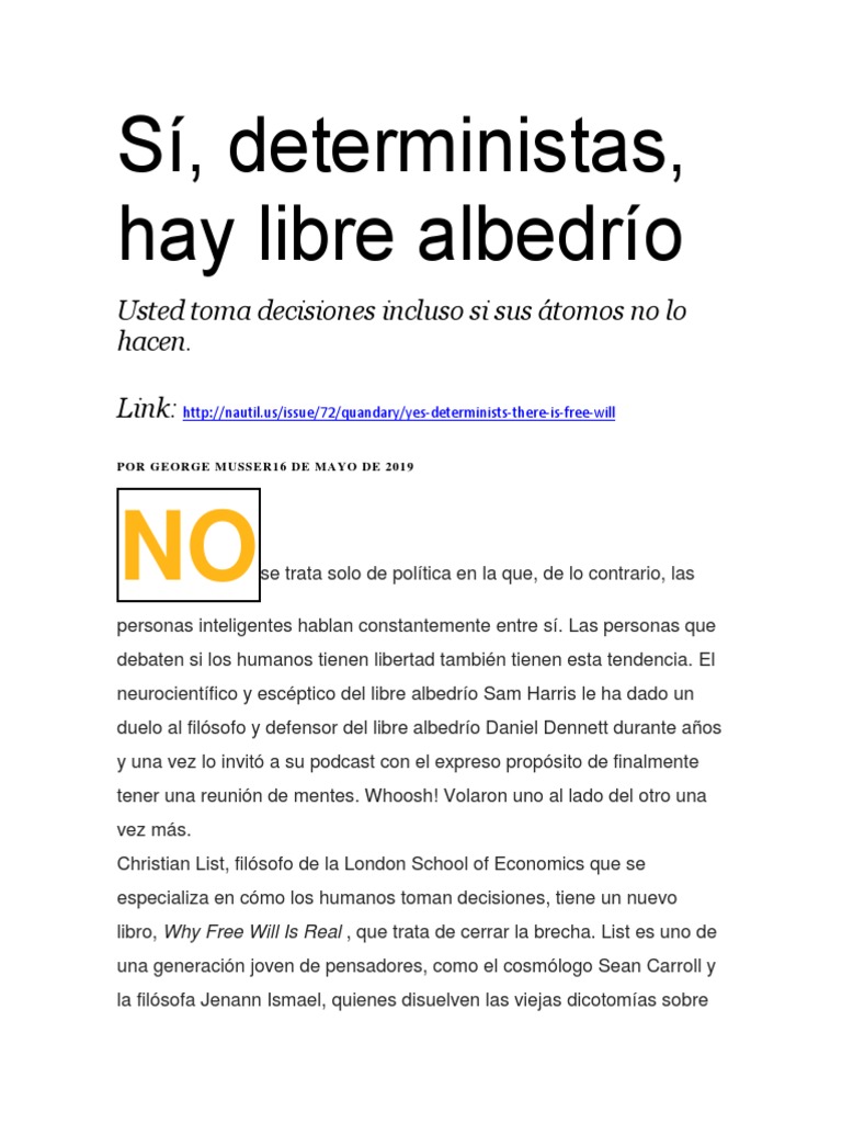 Determinismo Como Error | Descargar gratis PDF | Libre albedrío | Determinismo