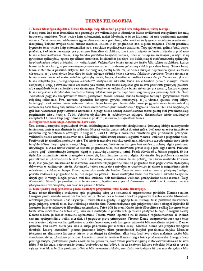 Teises Filosofija Konspektas (Mokslobaze - LT) | PDF