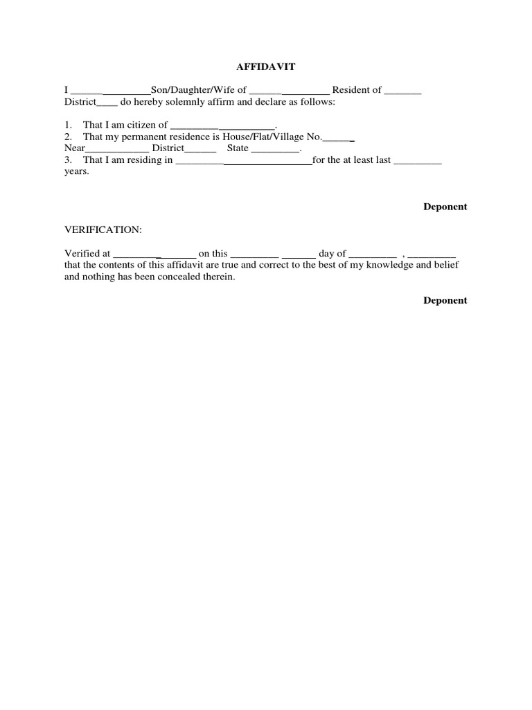 Address Proof Affidavit | PDF