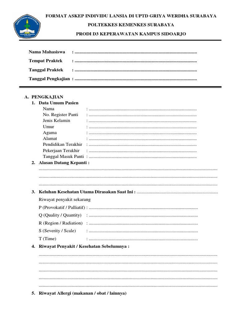 Format Askep Gerontik | PDF