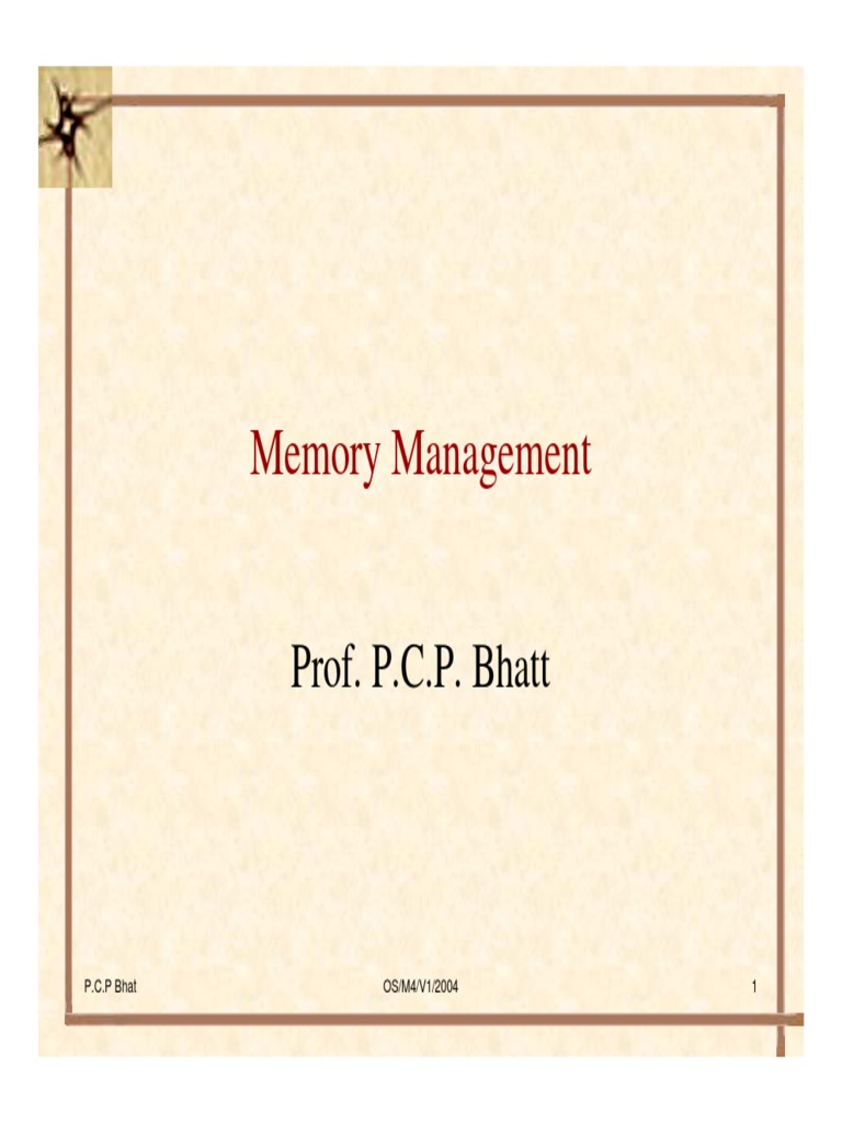 Memory Management: Prof. P.C.P. Bhatt | PDF | Computer Data Storage ...