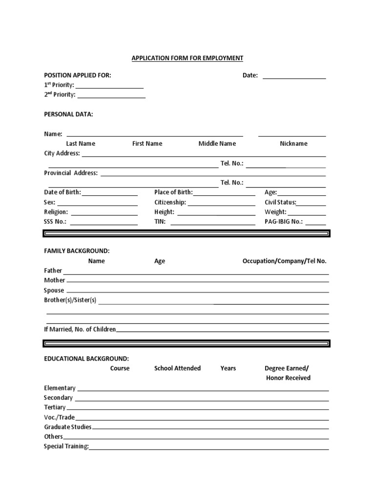 Employment Application Form | PDF | Government Information | Justice