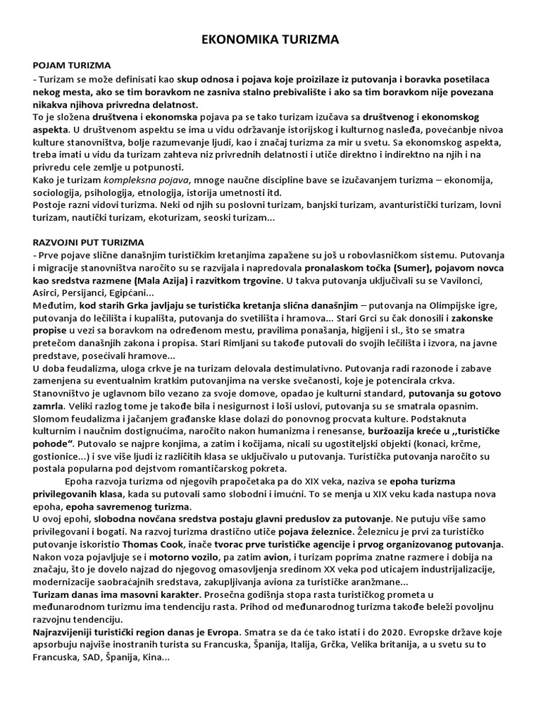 Ekonomika Turizma | PDF
