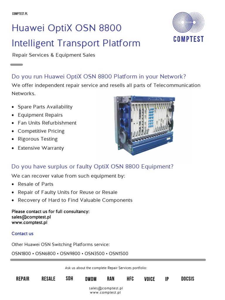 Huawei OptiX OSN 8800 | PDF | Telecommunications Equipment | Data ...