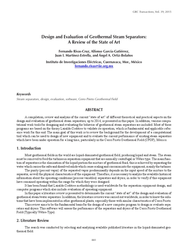 Geothermal Steam Separator Design Review | PDF | Computational Fluid ...