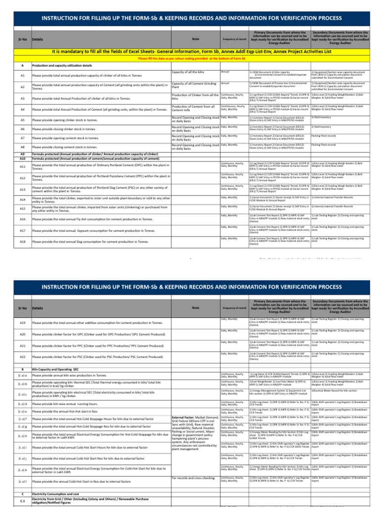 Instruction For Filling Up The Form-Sb & Keeping Records and ...