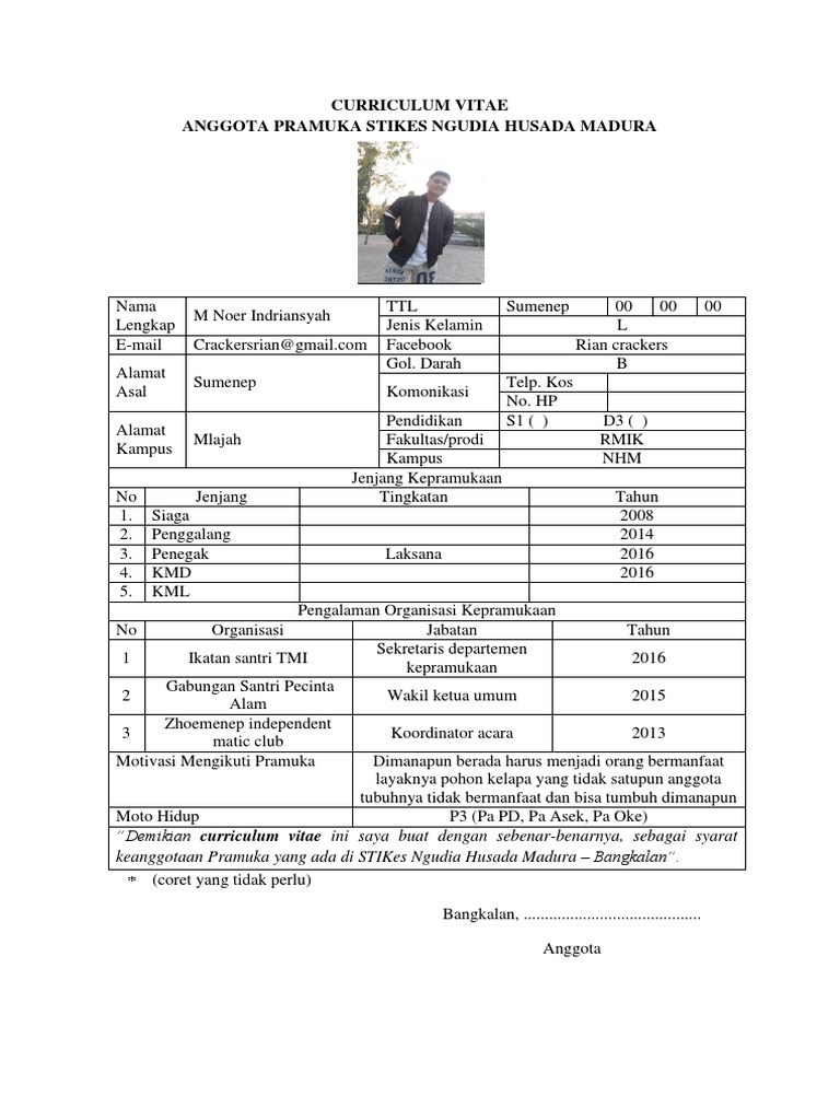 Curriculum Vitae Pramuka-2 | PDF
