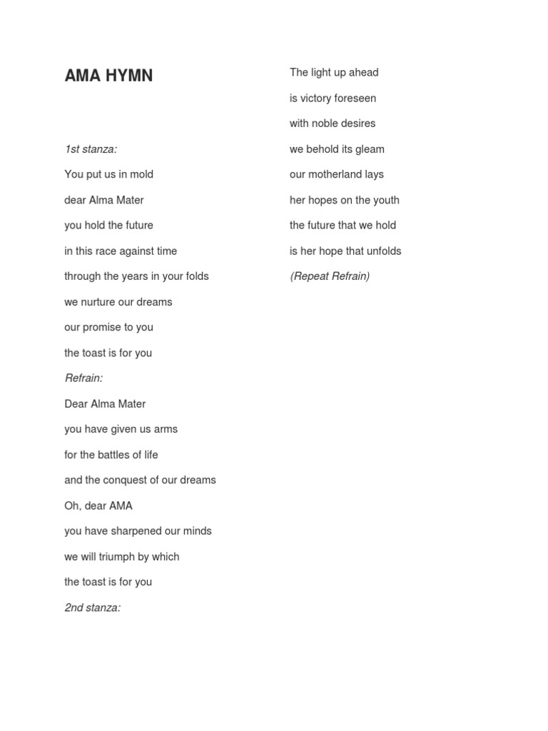 Ama Hymn: 1st Stanza | PDF