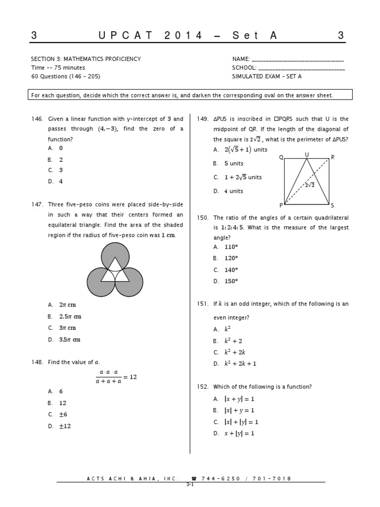 Up Entrance Exam | PDF | Area | Elementary Geometry