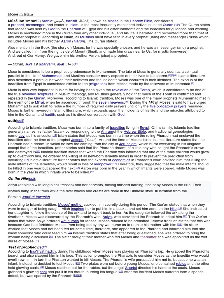 Moses in Islam | PDF | Moses In Islam | Prophets And Messengers In Islam