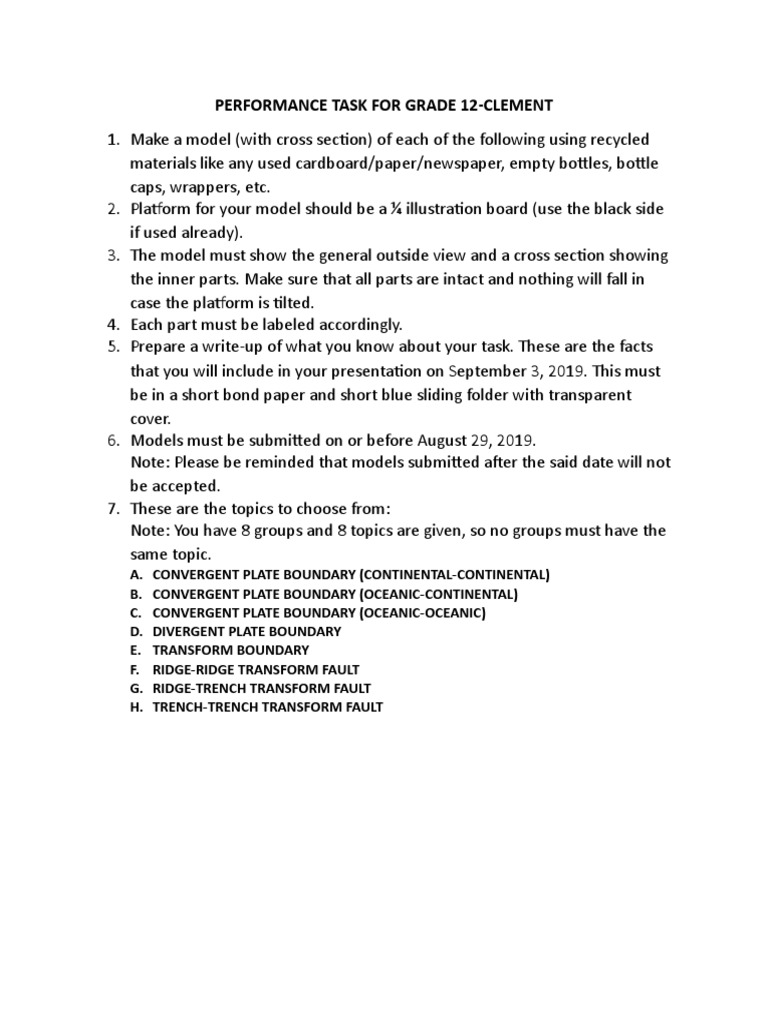 Performance Task For Grade 12-Clement | PDF