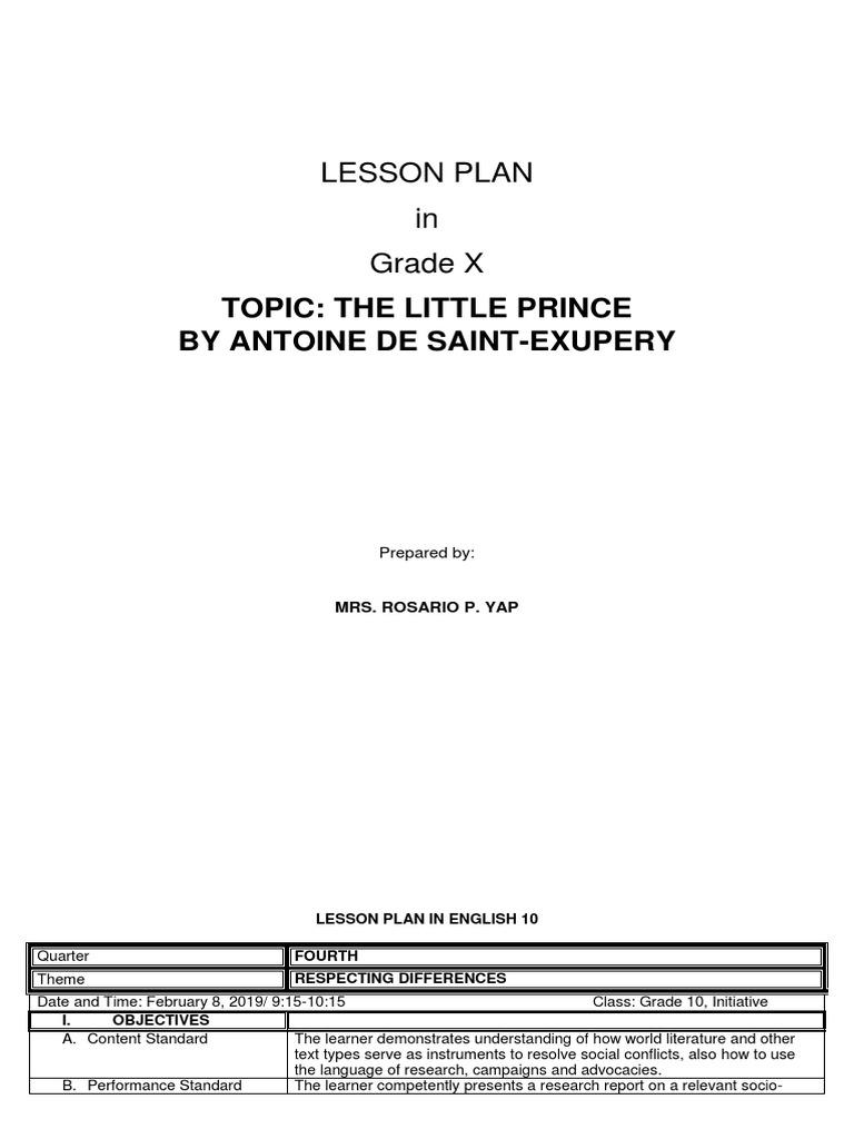 The Little Prince | Lesson Plan | The Little Prince