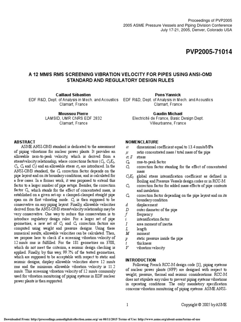 Asme Piping Vibration Criteria | PDF | Mode (Statistics) | Stress ...