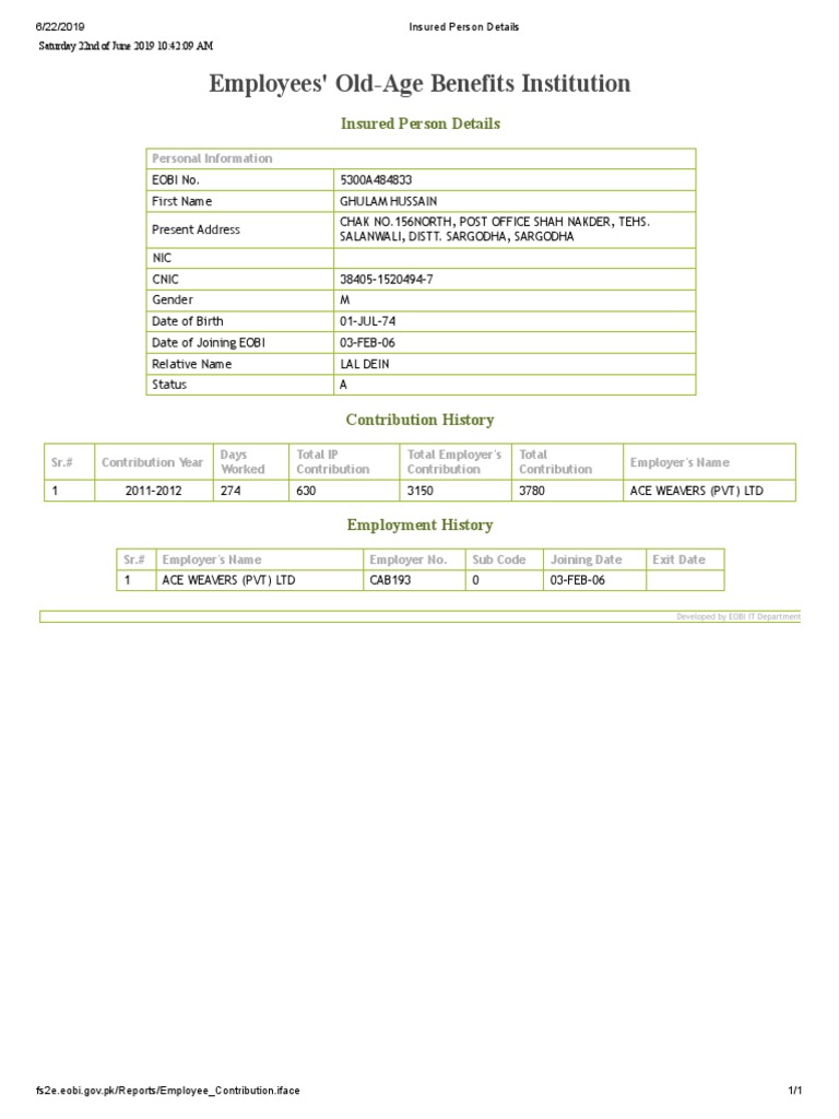 EOBI's Facilitation System | PDF