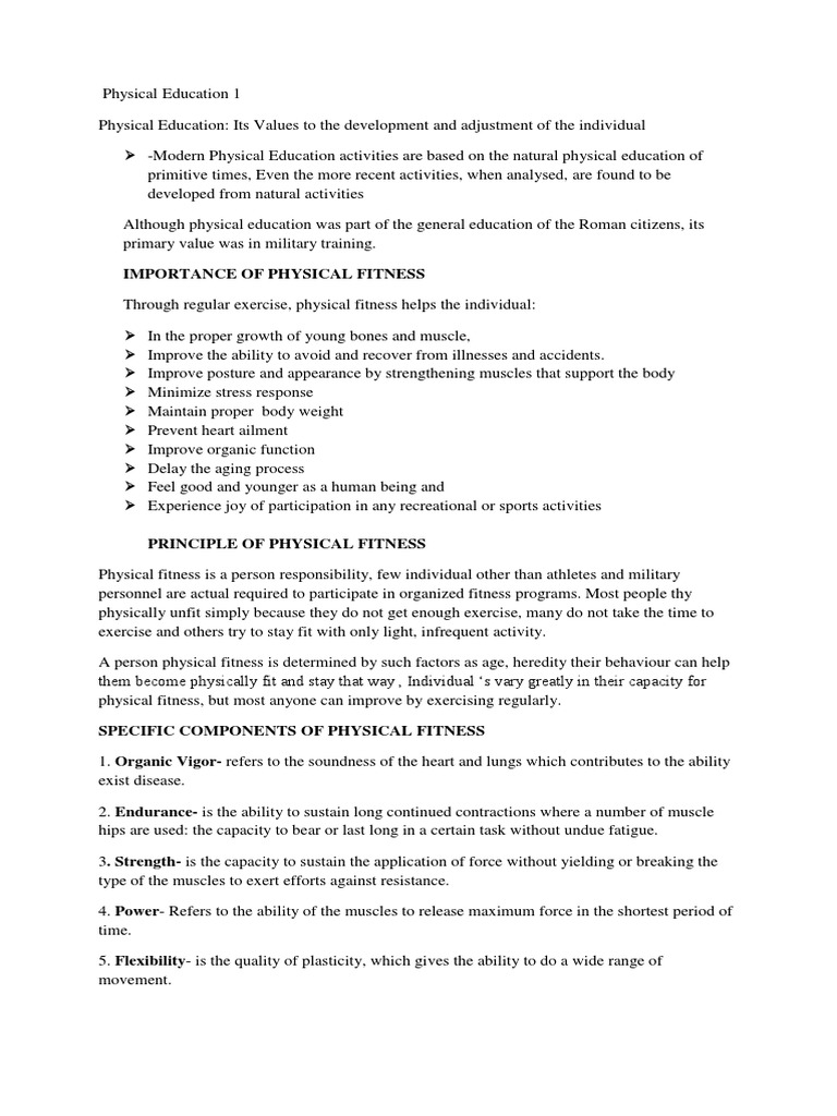 Importance of Physical Fitness | Download Free PDF | Physical Fitness ...