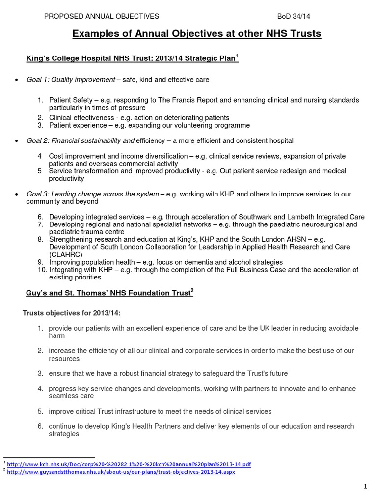 34 - 2013-14 Examples of Annual Objectives | PDF | Hospital | National ...