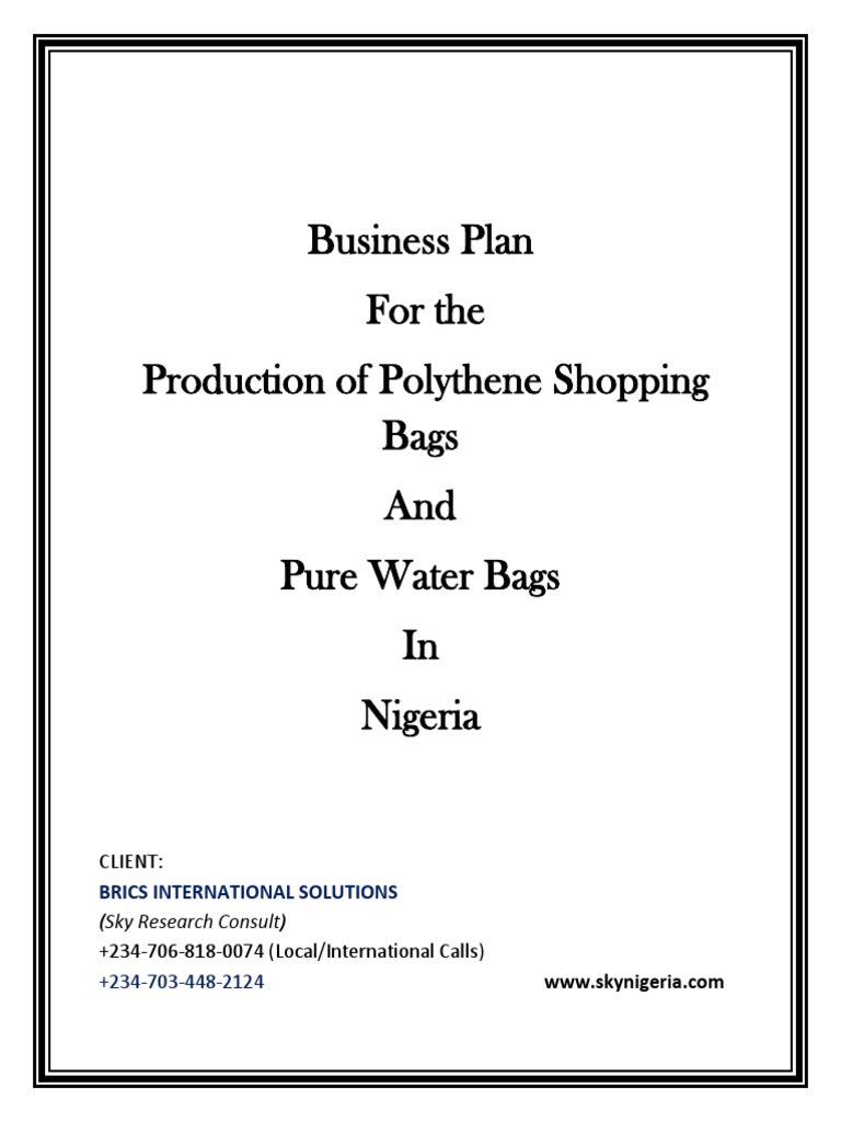 Business Plan For Polythene Shopping Bag PDF | PDF | Business Plan ...