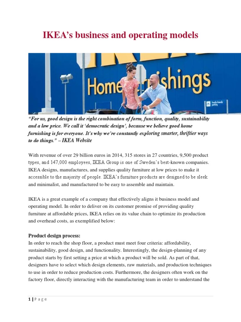 IKEA's Business and Operating Models: Product Design Process | PDF ...