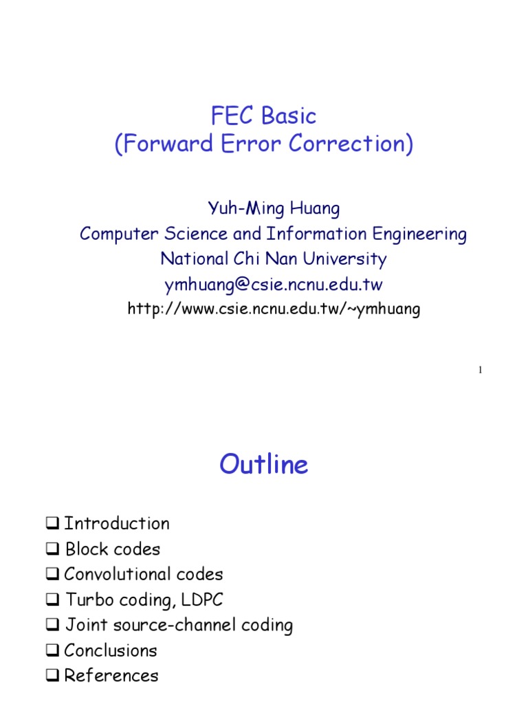 FEC Basic (Forward Error Correction) | PDF | Error Detection And Correction | Forward Error ...