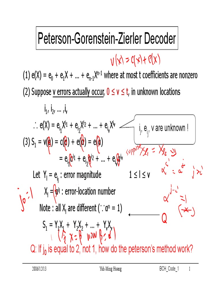 Peterson-Gorenstein-Zierler Decoder: Q: If J Is Equal To 2, Not 1, How ...